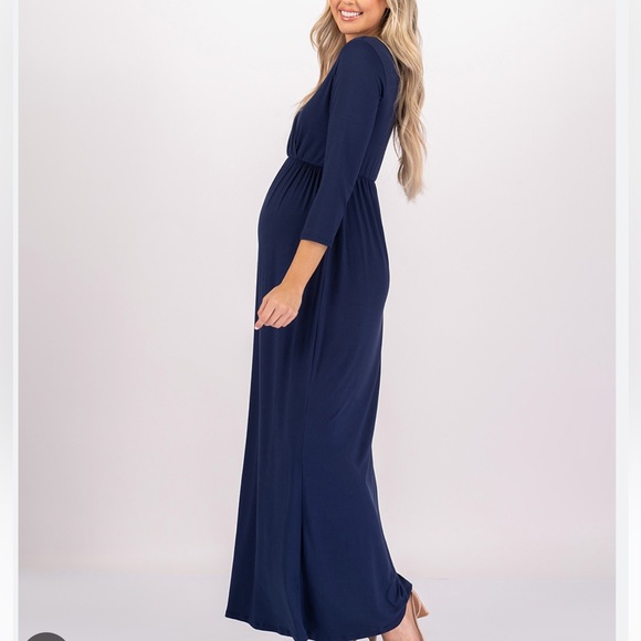 Mother Bee Maternity | Dresses | Nwt Mother Bee Navy Long Sleeve Maxi ...